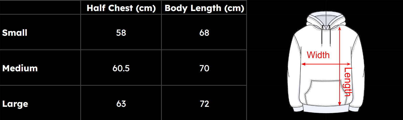 Size Guide – Midnight Threads